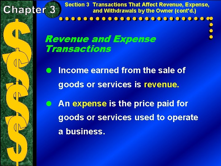 Business Transactions and the Accounting Equation Chapter 3