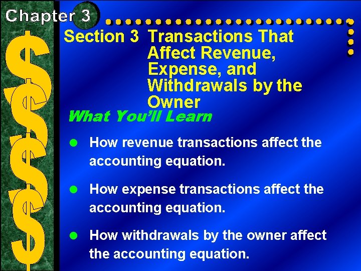 Business Transactions and the Accounting Equation Chapter 3
