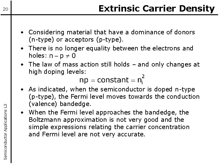 Semiconductor Applications L 3 1 Lecture 3 Electrons