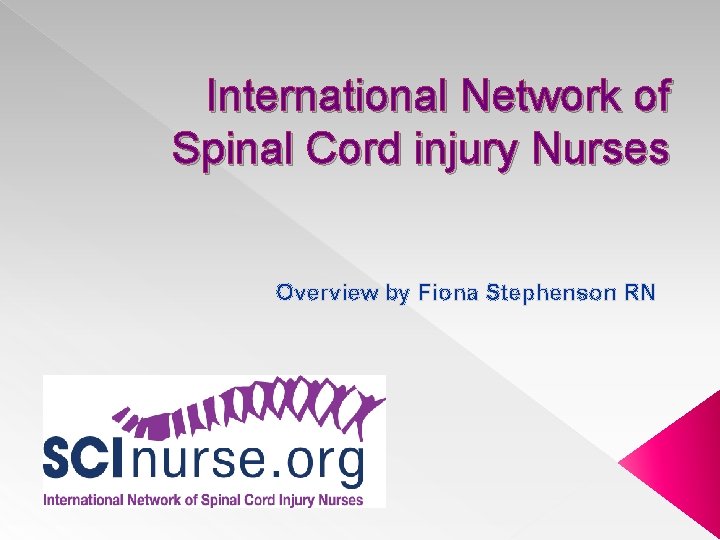 International Network of Spinal Cord injury Nurses Overview