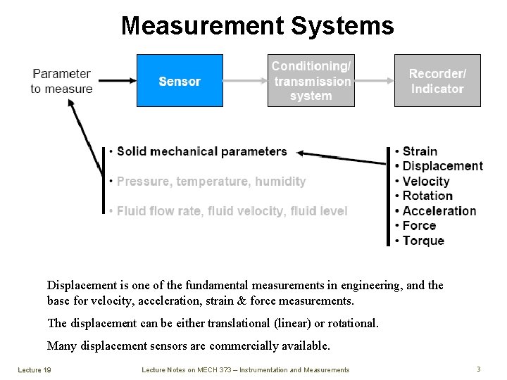 MECH 373 Instrumentation and Measurements Lecture 19 Measurement