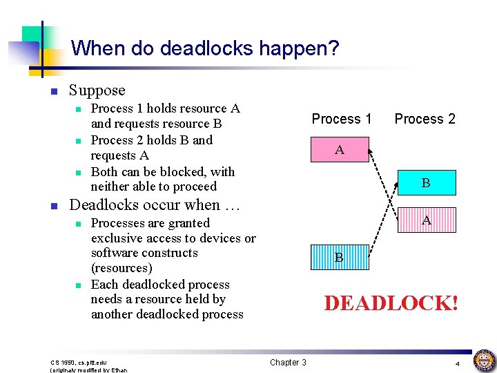 Chapter 3 Deadlocks Chapter 3 Overview n n