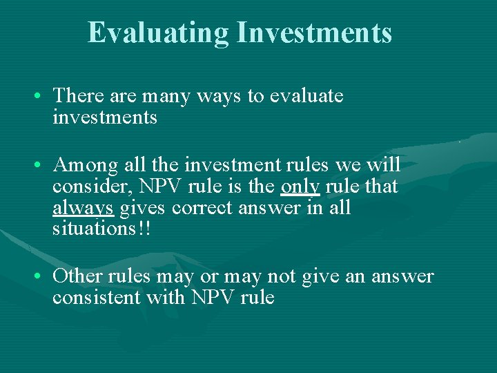 Capital Budgeting Rules for Sensible Investment Decisions Cost