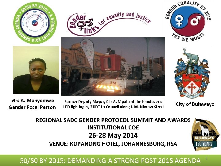 Mrs A Manyemwe Gender Focal Person Former Deputy