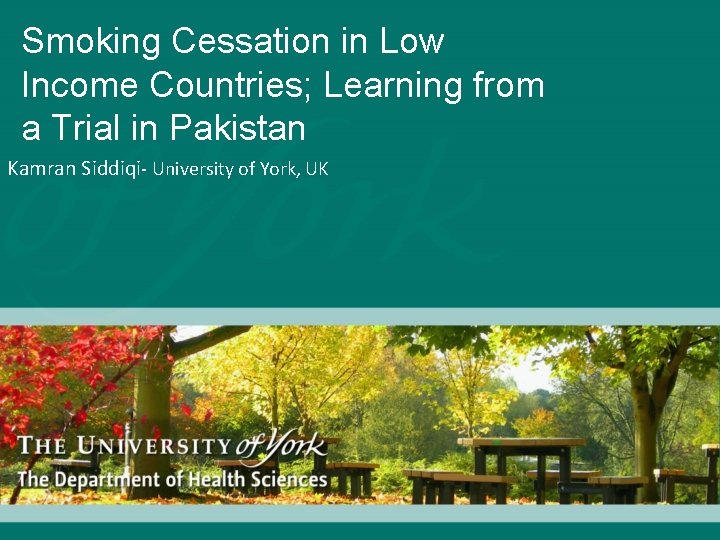 Smoking Cessation in Low Income Countries Learning from