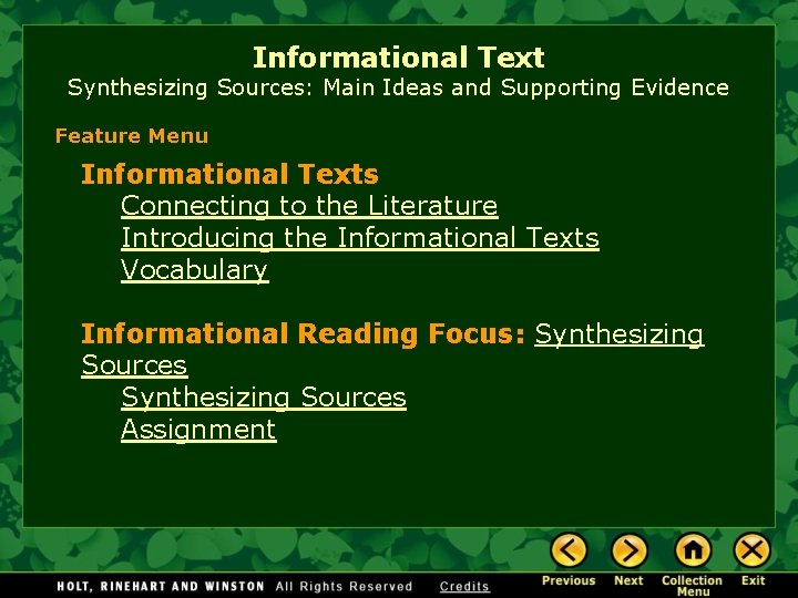Informational Text Synthesizing Sources Main Ideas and Supporting