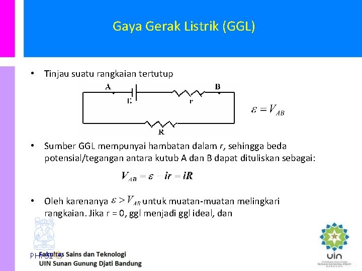 Fisika Dasar Biologi Kuliah13 Arus listrik Rangkaian DC