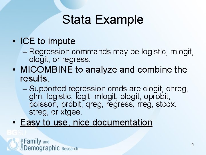 Introduction to Multiple Imputation CFDR Workshop Series Spring