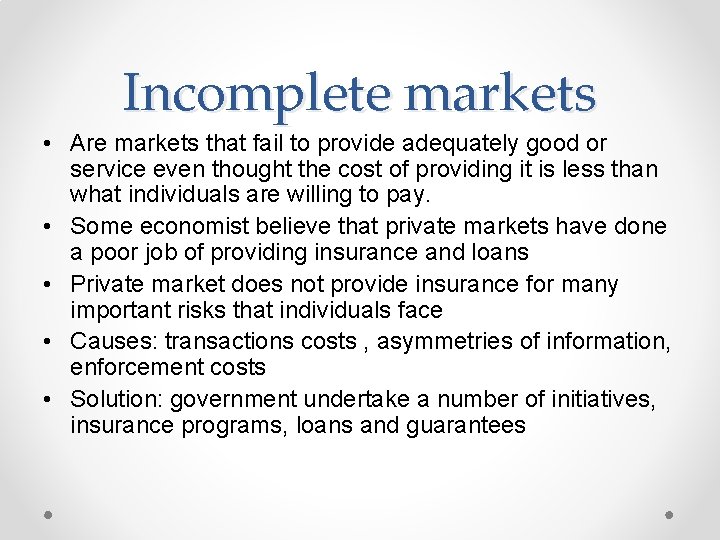 Market Failures Ing Marek Vyskoil Market efficiency Revision