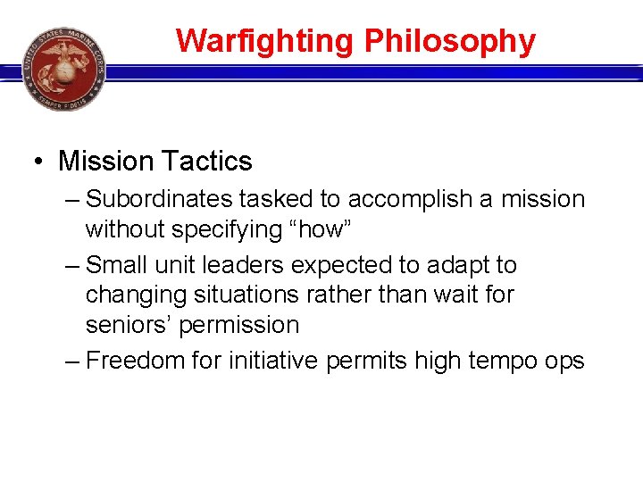 Introduction to the United States Marine Corps Our