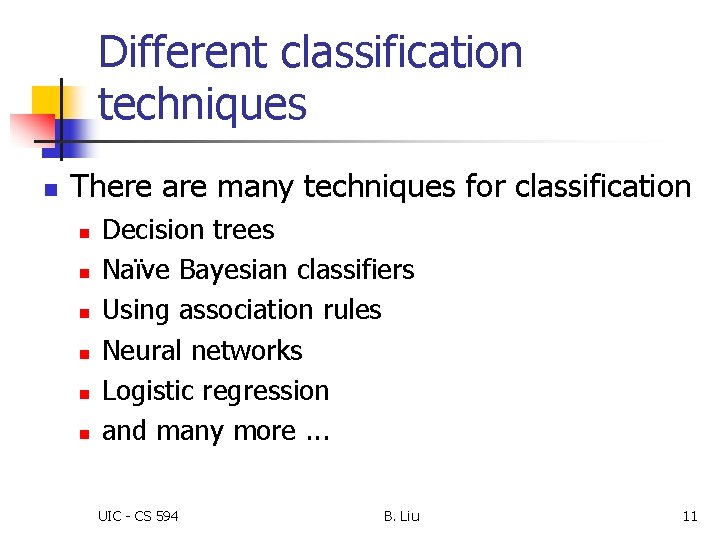 Chapter 4 Classification and Scoring UIC CS 594