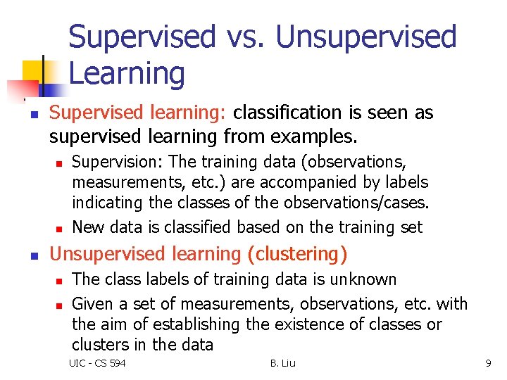 Chapter 4 Classification and Scoring UIC CS 594