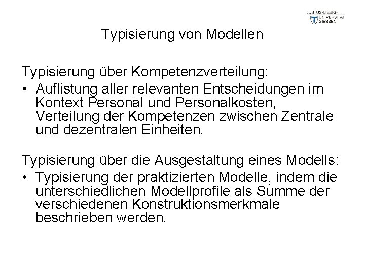 Modelltypen im berblick Erste Ergebnisse aus dem Arbeitskreis