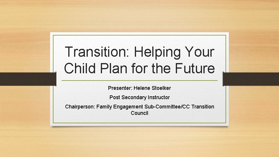 Transition Helping Your Child Plan for the Future