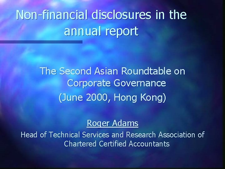 Nonfinancial disclosures in the annual report The Second
