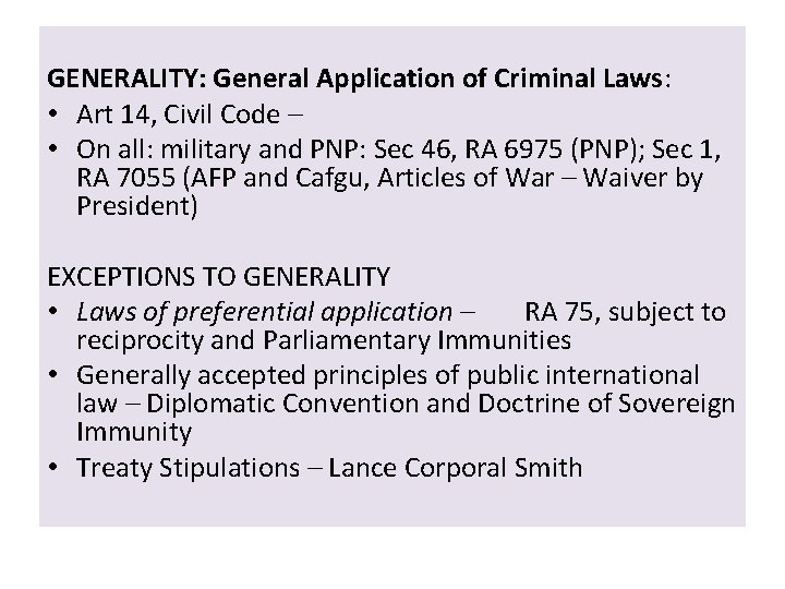 GOOD MORNING CRIMINAL LAW BOOK I CRIMINAL LAW