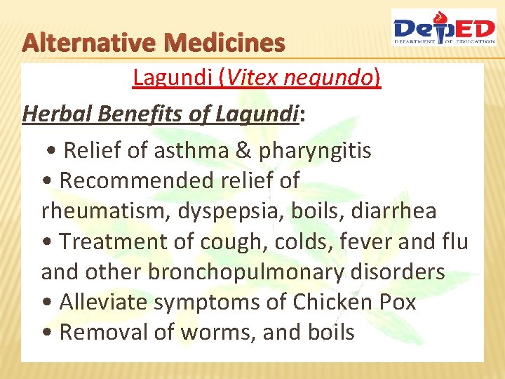 10 HERBAL MEDICINES APPROVED BY DOH AND THEIR