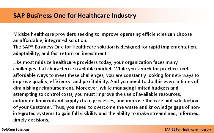 SAP Business One ERP Solution for Healthcare Products