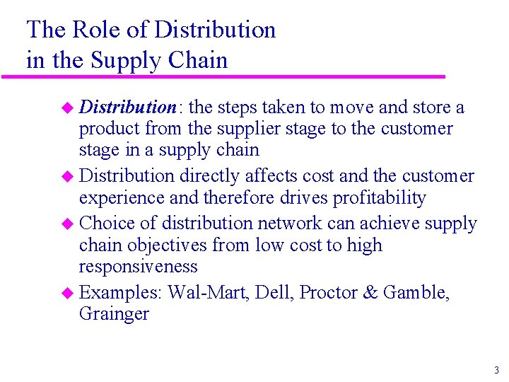 Facility Decisions Network Design in a Supply Chain
