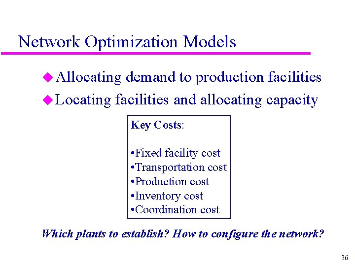 Facility Decisions Network Design in a Supply Chain