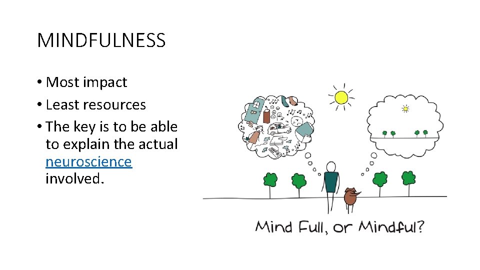 MINDFULNESS Most impact Least resources The key is