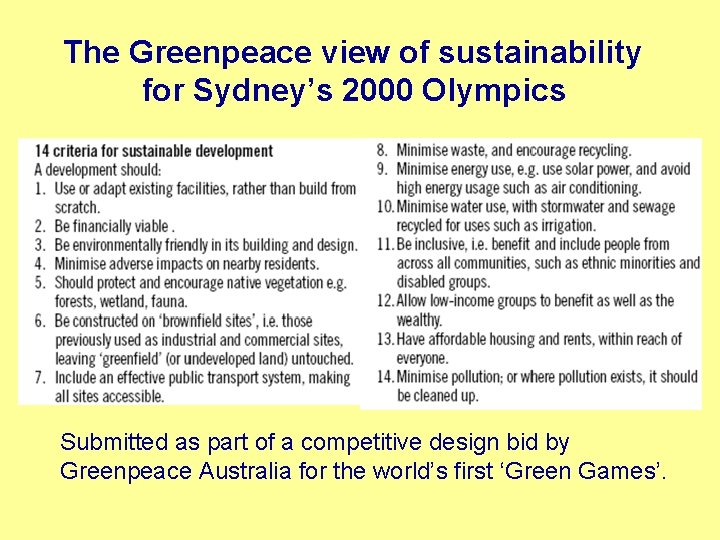 The Olympics and sustainable urban regeneration Bob Digby