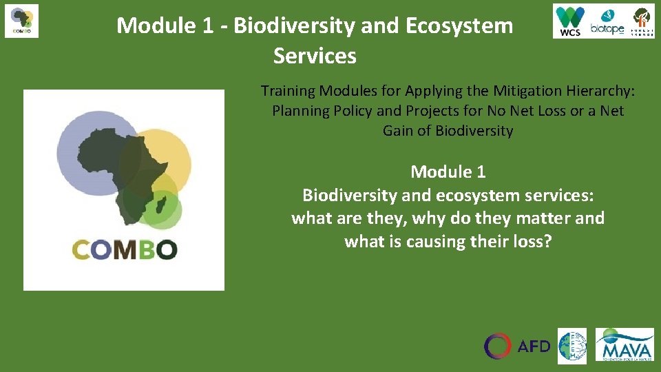 Module 1 Biodiversity and Ecosystem Services Training Modules