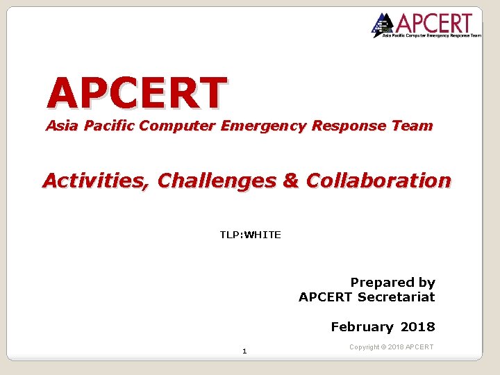APCERT Asia Pacific Computer Emergency Response Team Activities