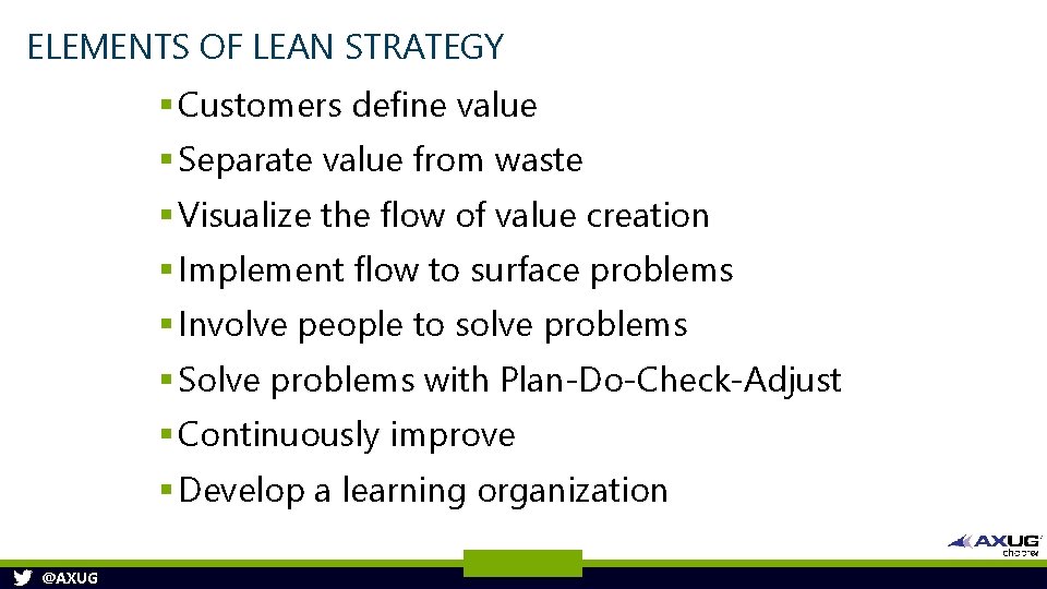 LEAN MANUFACTURING IN DYNAMICS 365 FOR OPERATIONS AXUG