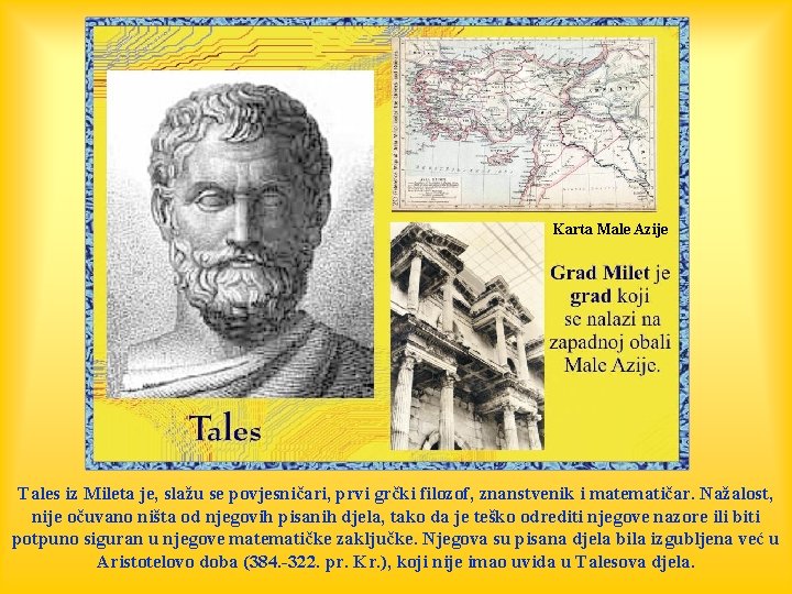 Karta Male Azije Tales iz Mileta je slau