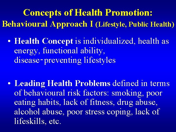 Introduction to Health Studies Health Promotion I Dennis