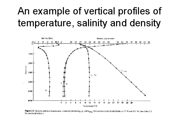 An example of vertical profiles of temperature salinity