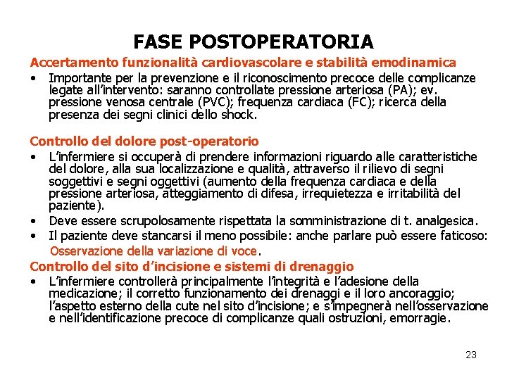 Assistenza pre e postoperatoria al paziente sottoposto ad