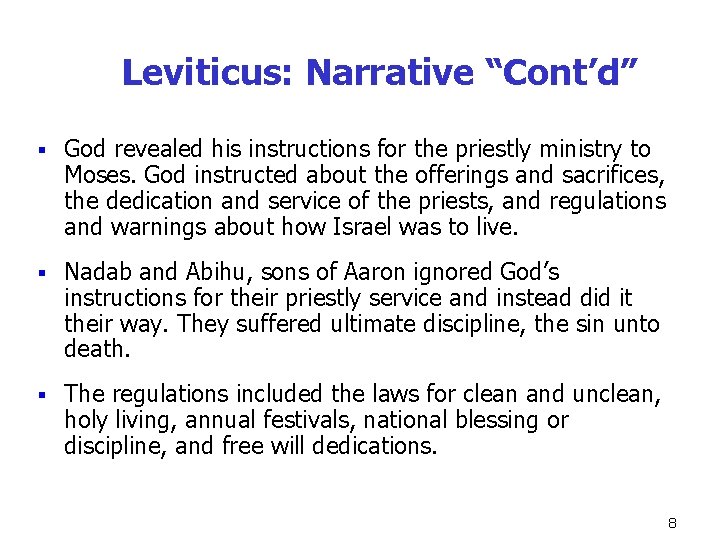Bible Study for PrServants L 3Leviticus The Book