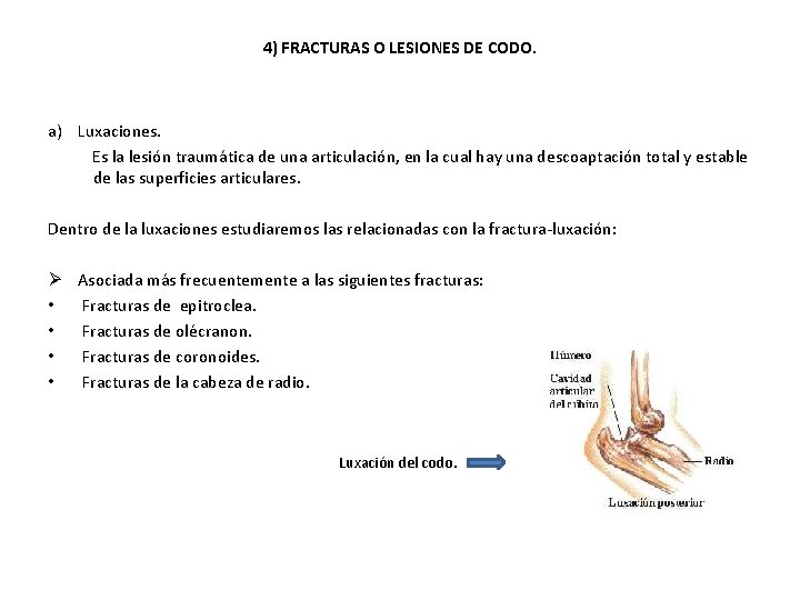 Lesiones y fracturas del codo a nivel seo