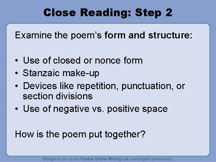 CloseReading Poetry An Overview What is a Close