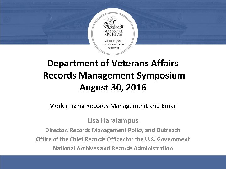Department of Veterans Affairs Records Management Symposium August