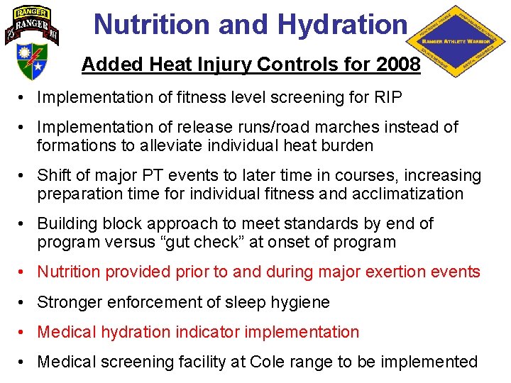 th 75 Ranger Regiment Nutrition Program LTC Russ