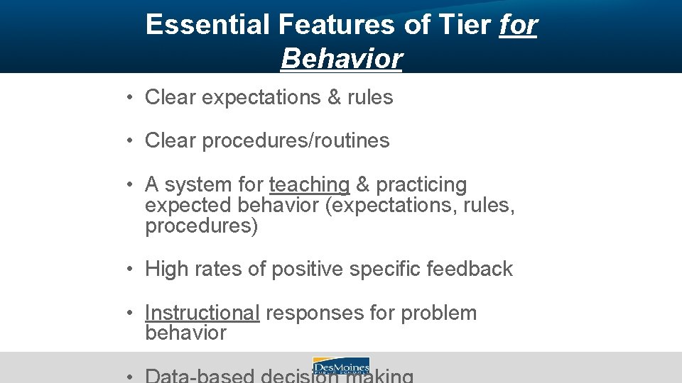 D 15 Developing a DistrictWide MultiTiered Behavioral Framework