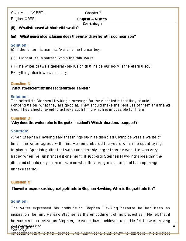 Class VIII NCERT English CBSE Chapter 7 English
