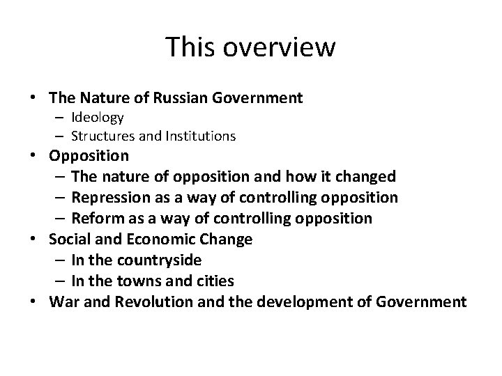 Russia and its Rulers 1855 1964 An overview