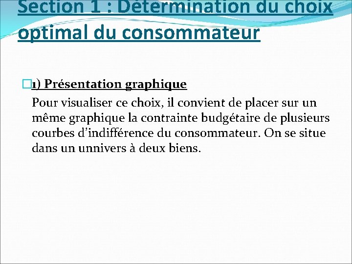 Chapitre II Les choix du consommateur et fonction