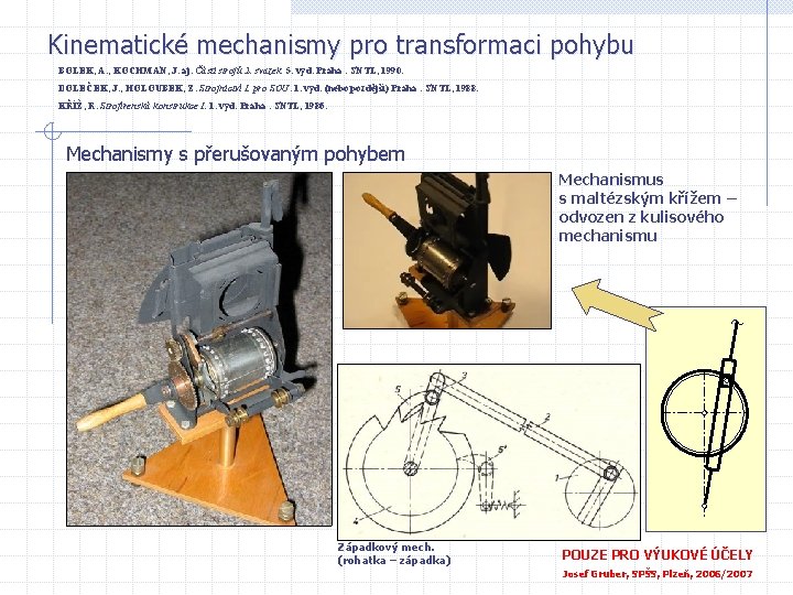 Kinematick mechanismy pro transformaci pohybu BOLEK A KOCHMAN