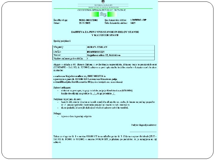 Kataster stavb Pravilnik o vpisih v kataster stavb