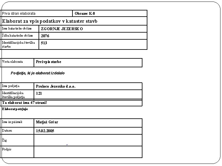 Kataster stavb Pravilnik o vpisih v kataster stavb