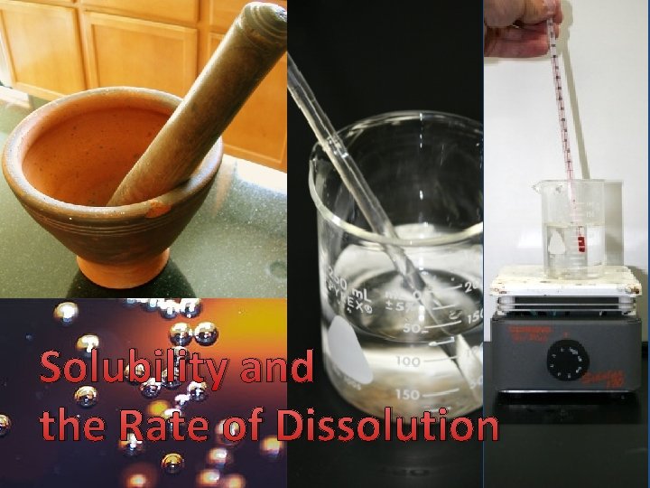 Solubility and the Rate of Dissolution In order