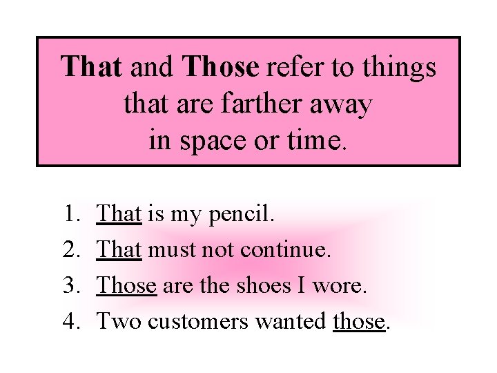 Demonstrative Pronouns this that these those What is