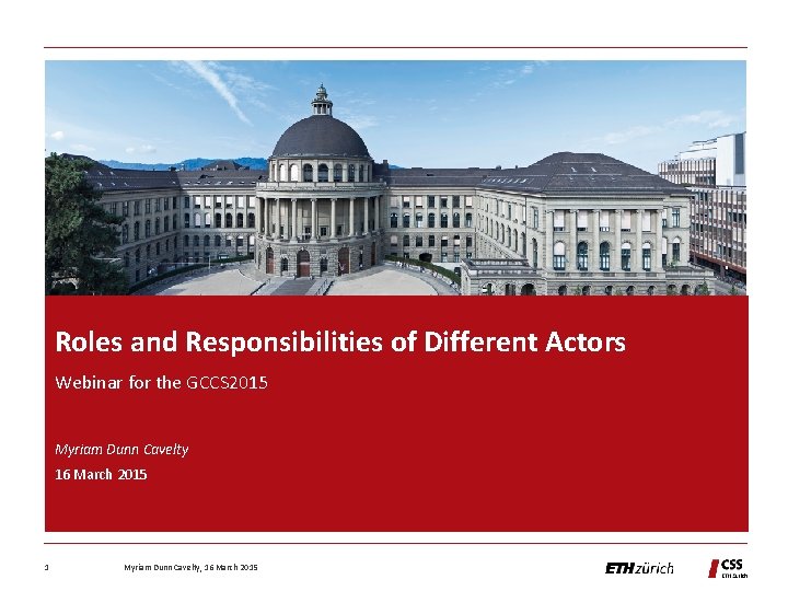 Roles and Responsibilities of Different Actors Webinar for