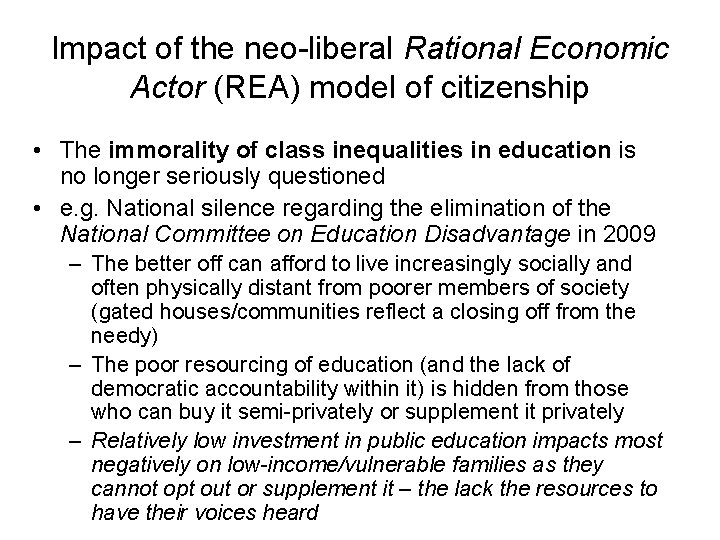 The Immorality of Inequality in Education Moving Beyond