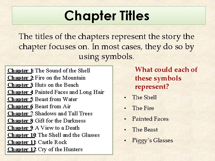 05 December 2020 Symbolism To explore the purpose